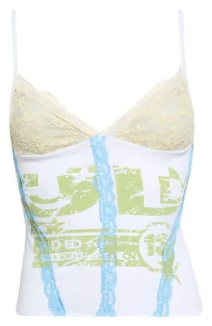 JADED LONDON White Jersey Camisole With Lace Detail