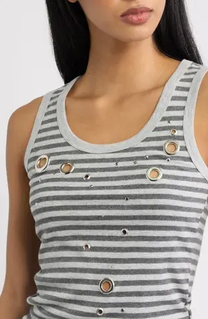 JADED LONDON Eyelet Stud Stripe Tank