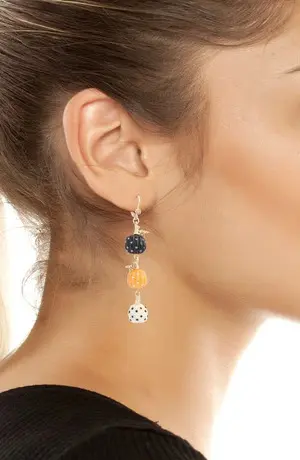 Betsey Johnson Pumpkin Linear Drop Earrings