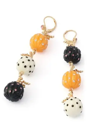 Betsey Johnson Pumpkin Linear Drop Earrings