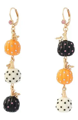 Betsey Johnson Pumpkin Linear Drop Earrings