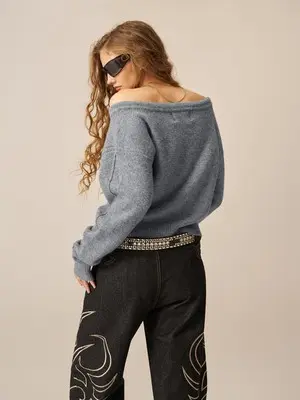 AELFRIC EDEN Aelfri Eden Off-the-shoulder Zip-up Cardigan