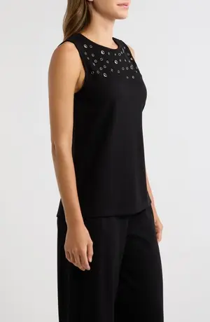 Anne Klein Sleeveless Grommet Shell