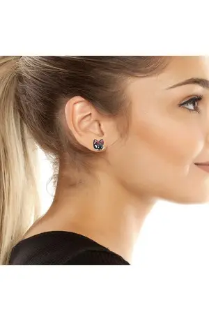 Betsey Johnson Devil Cat Stud Earrings
