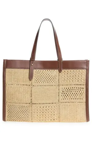 ANYA HINDMARCH Mortimer Patchwork Crochet Raffia Tote