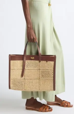 ANYA HINDMARCH Mortimer Patchwork Raffia Tote