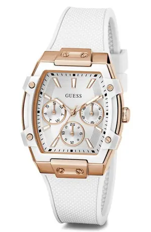 Guess Phoenix Tonneau Multifunction Watch With Silicone Strap