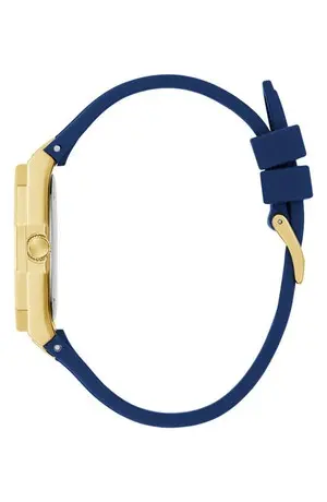 Guess Desire Crystal And Mother-of-pearl Watch With Silicone Strap