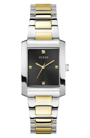 Guess Bonnie Diamond Two-tone Bracelet Tank Watch - Gold