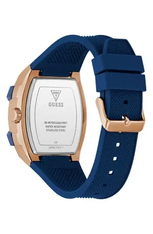 Guess Multifunction Silicone Strap Watch - Blue