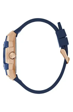 Guess Multifunction Silicone Strap Watch - Blue
