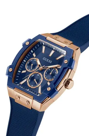 Guess Multifunction Silicone Strap Watch - Blue