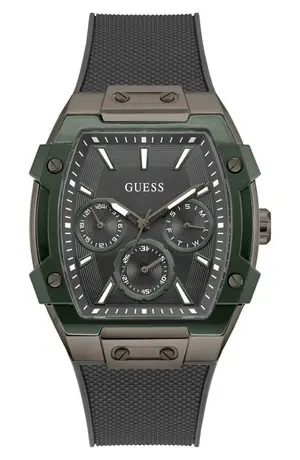 Guess Multifunction Silicone Strap Watch - Grey