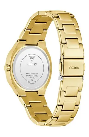 Guess Goldtone & Crystal Skeleton Bracelet Watch
