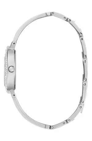 Guess Crystal Embellished Heart Dial Link Bracelet Watch