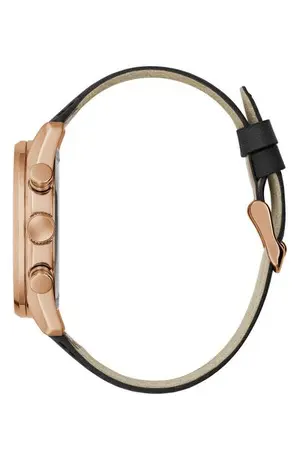 Guess Dawson Chronograph Leather Strap Watch - Black