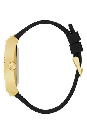 Guess Phoenix Goldtone Skeleton Automatic Silicone Strap Watch