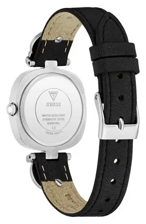 Guess Crystal G-logo Leather Strap Watch