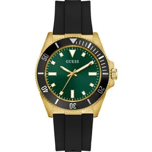 Guess Cliff Silicone Strap Watch - Black/gold