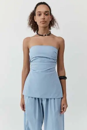 ST. AGNI Strapless Tie Back Top - Sky