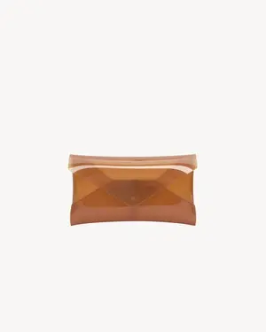 Saint Laurent Letter Small Pouch In Vinyl - Flame Orange
