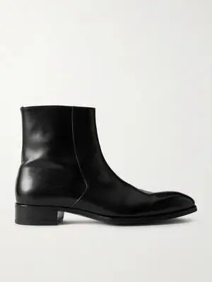 TOM FORD Elkan Burnished-leather Chelsea Boots - Black