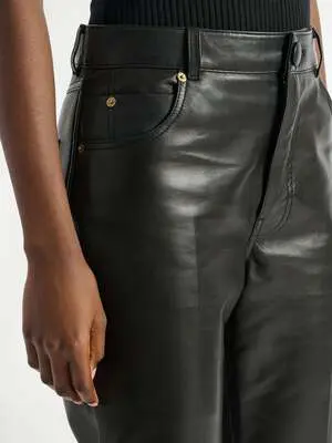 Balmain High-waisted Leather Trousers