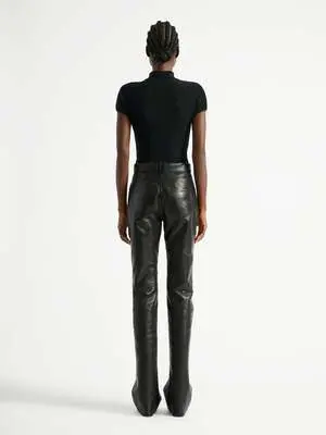 Balmain High-waisted Leather Trousers