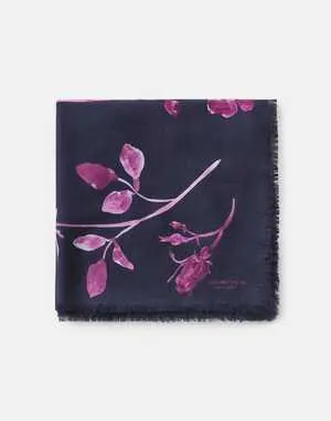 Lafayette 148 New York Rose Print Cashmere Silk Square Scarf - Ink Multi