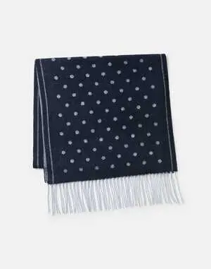 Lafayette 148 New York Polka Dot Jacquard Cashmere Fringe Scarf - Ink Multi