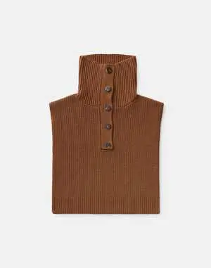 Lafayette 148 New York Merino Wool Fisherman's Rib Button Dickey - Vicuna