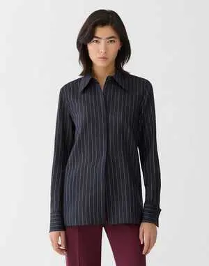 Lafayette 148 New York Pinstripe Silk Blouse