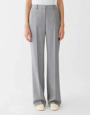 Lafayette 148 New York Wool Glen Plaid High Rise Straight Pants - Nickel Multi