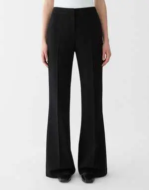 Lafayette 148 New York Camel Hair High Rise Flared Pants - Black