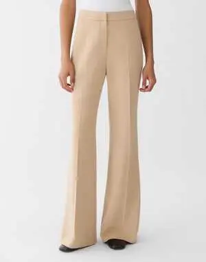 Lafayette 148 New York Camel Hair High Rise Flared Pants - Natural