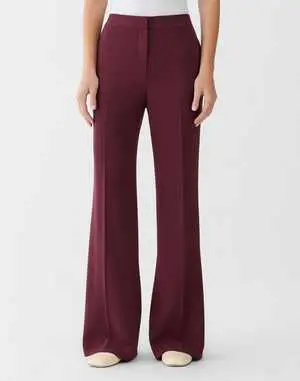Lafayette 148 New York Crepe High Rise Flared Pants - Aubergine