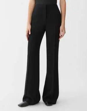 Lafayette 148 New York Crepe High Rise Flared Pants - Black