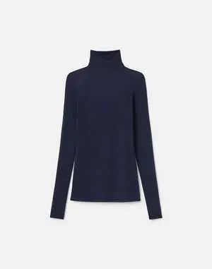 Lafayette 148 New York Viscose Cashmere Jersey Slim Turtleneck