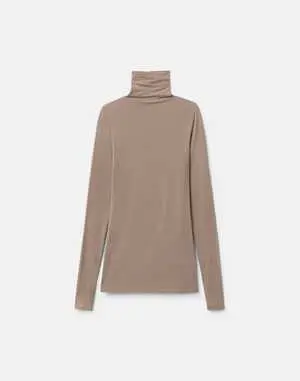 Lafayette 148 New York Viscose Cashmere Jersey Slim Turtleneck - Hickory