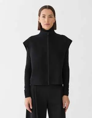 Lafayette 148 New York Wool Cashmere Double Face Cropped Vest - Black