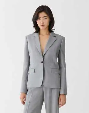 Lafayette 148 New York Wool Glen Plaid Single-button Blazer - Nickel Multi