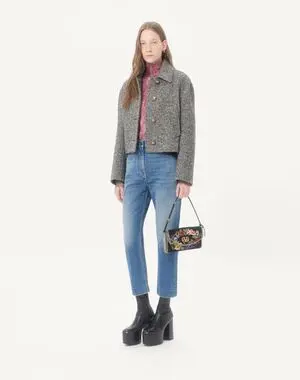 Valentino Garavani Urban Wool Chevron Peacoat - Ivory/black