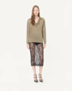 Valentino Garavani Lurex Jumper With Lace