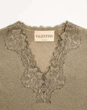 Valentino Garavani Lurex Jumper With Lace Trim - Gold