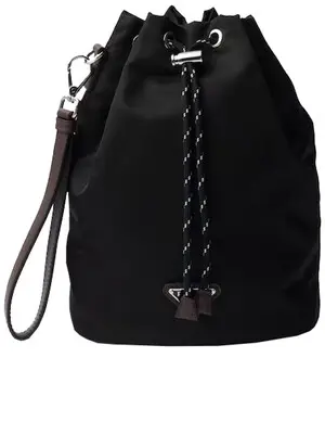 Prada Speedrock Pouch In Re-nylon And Leather - Black