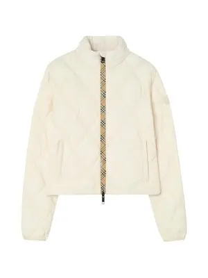Burberry Quilted Down Jacket With Logo Detail - White