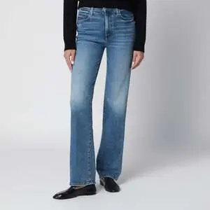 MOTHER The Kick It Jeans In Medium Blue Washed Denim - Light Blue