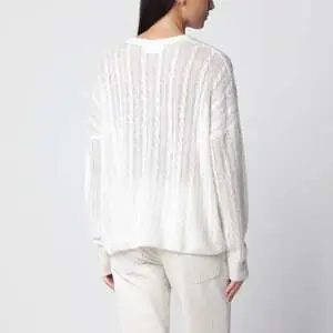 LISA YANG Cream Cable-knit Amabel Cashmere-silk Sweater