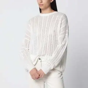 LISA YANG Amabel Cashmere-silk Cable Knit Sweater - White