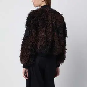 Sacai Bomber Jacket With Curly-effect Faux Fur Inserts